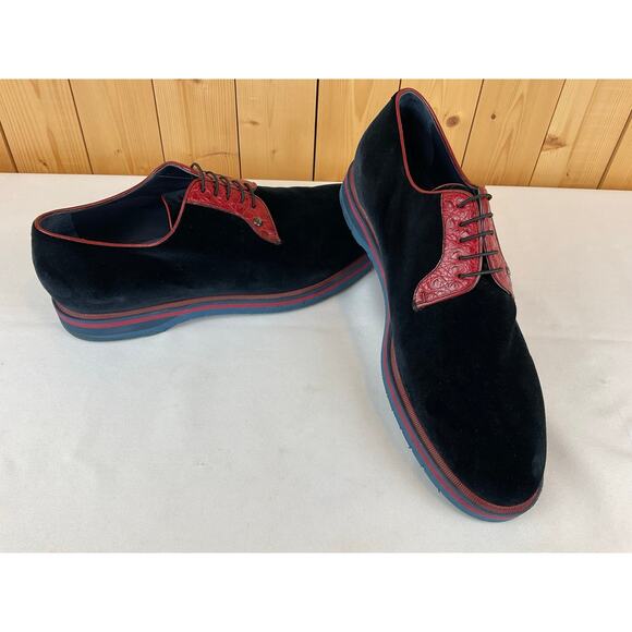 Zilli | Shoes | Zilli Navy Blue Velvet Derby With Crocodile Accents ...